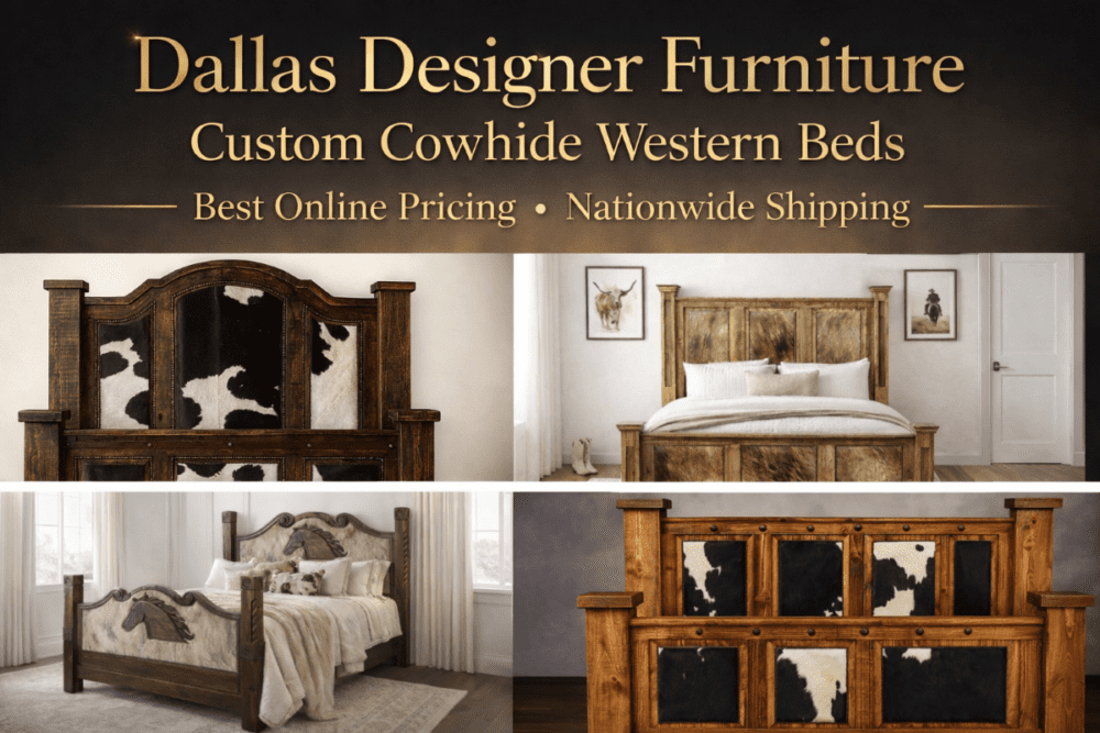 Custom Cowhide Western Beds | Dallas Designer Furniture