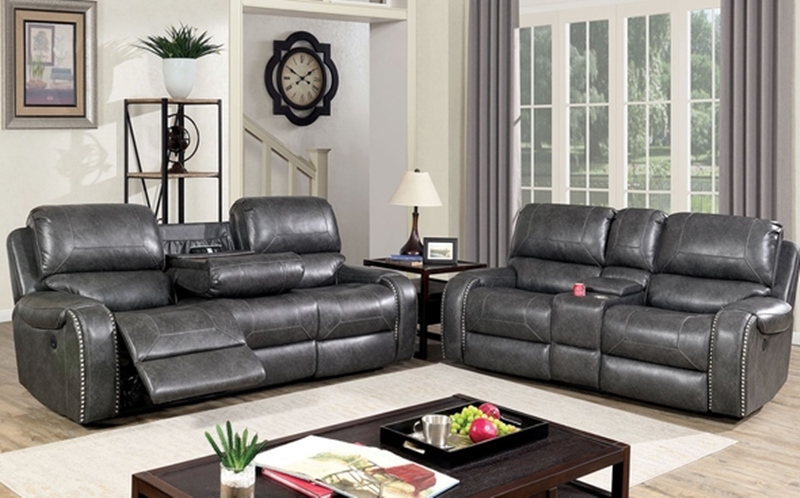 Furniture of America | CM6950GY-PM Walter Gray Power Reclining Set ...